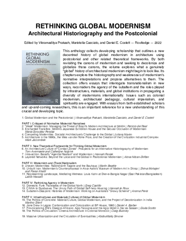 (PDF) Rethinking Global Modernism: Architectural Historiography and the Postcolonial