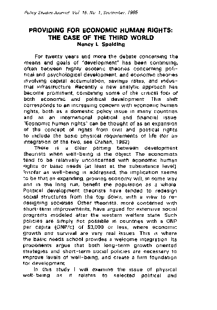 (PDF) Providing for Economic Human Rights: The Case of the Third World