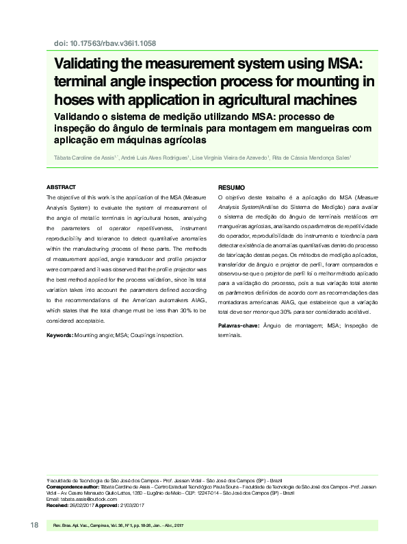 (PDF) Validating the measurement system using MSA: terminal angle ...