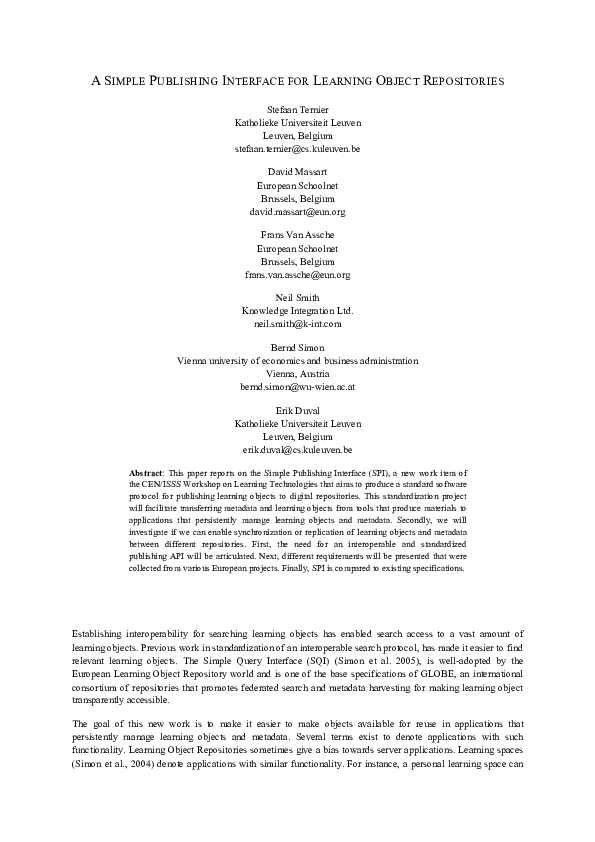 (PDF) A simple publishing interface for learning object repositories
