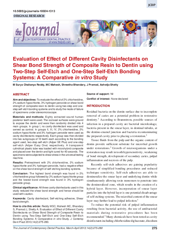 (PDF) Evaluation of Effect of Different Cavity Disinfectants on Shear ...