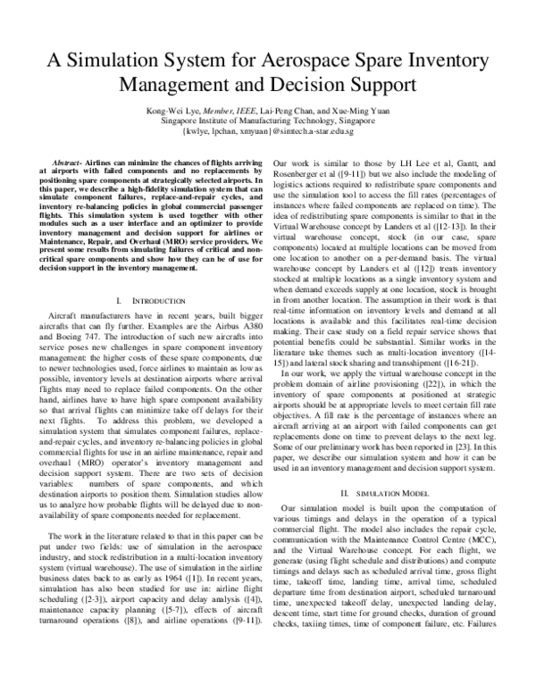 (PDF) A simulation system for aerospace spare inventory management and ...