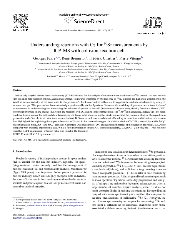 (PDF) Understanding reactions with O2 for 90Sr measurements by ICP-MS ...