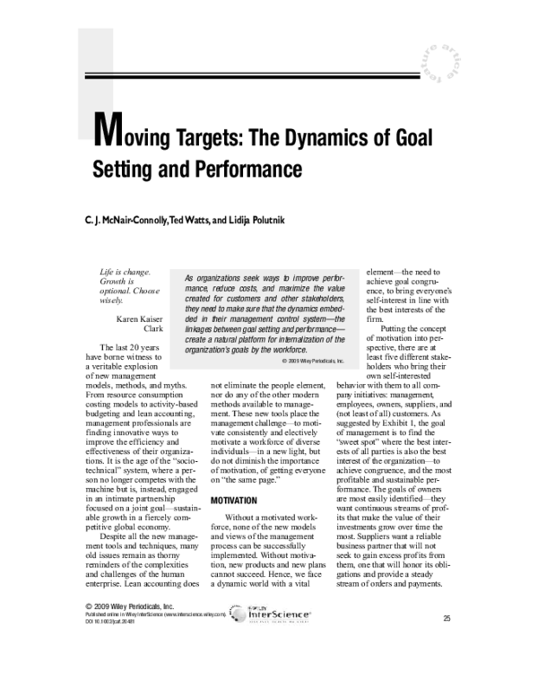 (PDF) Moving targets: The dynamics of goal setting and performance