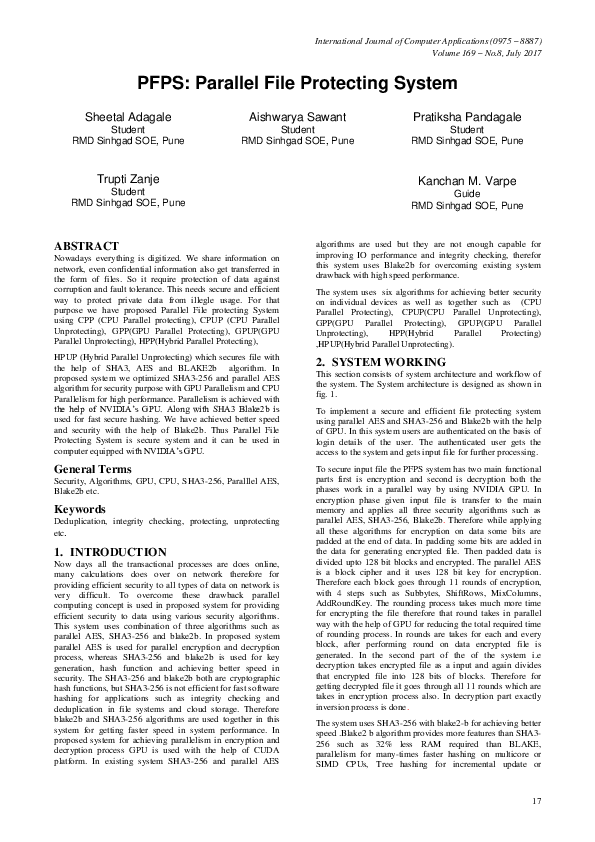 (PDF) PFPS: Parallel File Protecting System