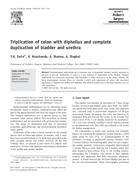 (PDF) Triplication of colon with diphallus and complete duplication of ...