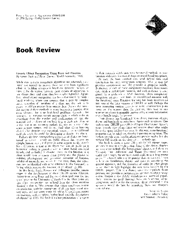 Pdf Generic Object Recognition Using Form And Function