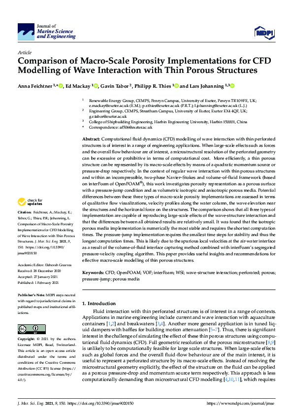 Pdf Comparison Of Macro Scale Porosity Implementations For Cfd Modelling Of Wave Interaction