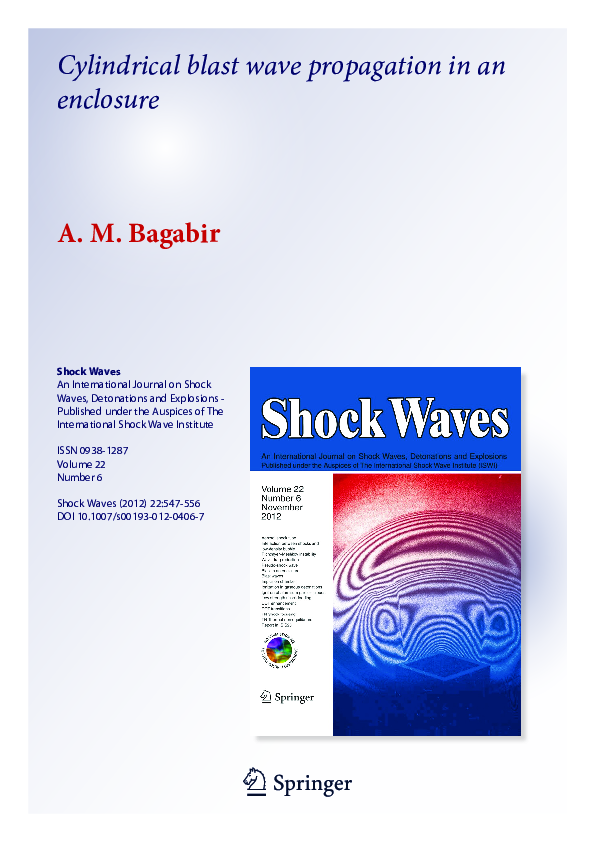 (PDF) Cylindrical blast wave propagation in an enclosure | A Bagabir - Academia.edu