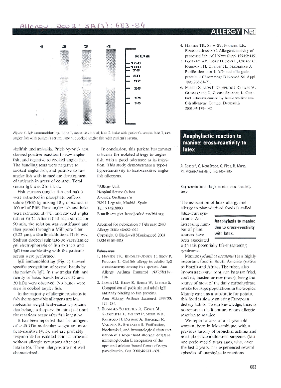 (PDF) Anaphylactic reaction to manioc: cross-reactivity to latex | Ana ...