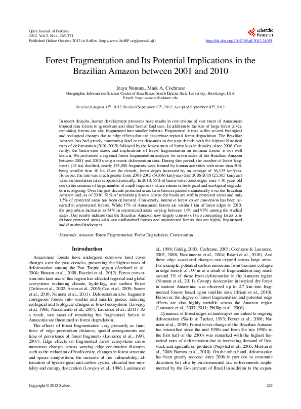 (PDF) Forest Fragmentation and Its Potential Implications in the ...