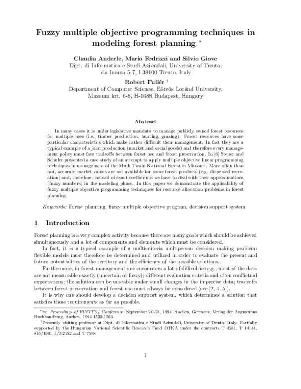 (PDF) Fuzzy multiple objective programming techniques in modeling ...