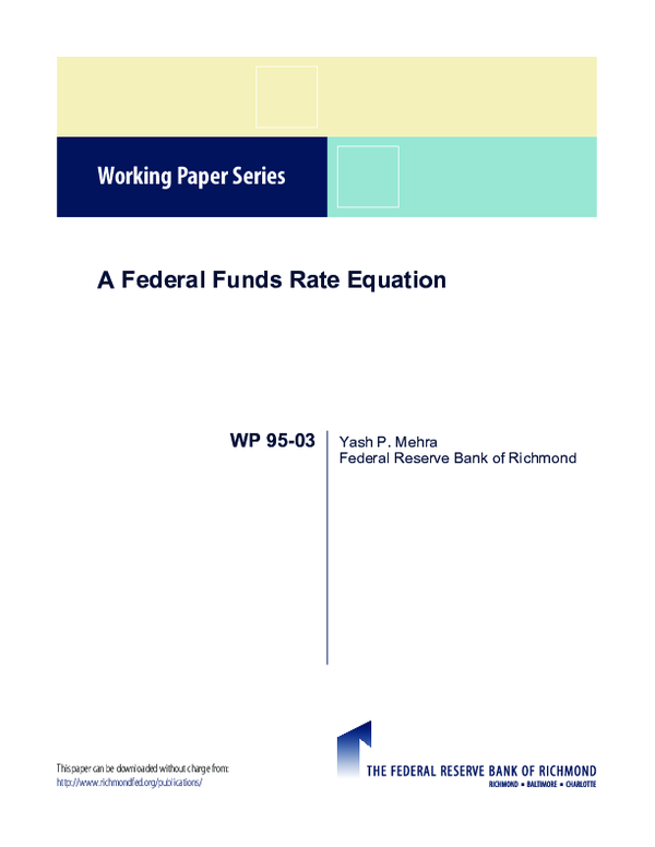 (PDF) A Federal Funds Rate Equation