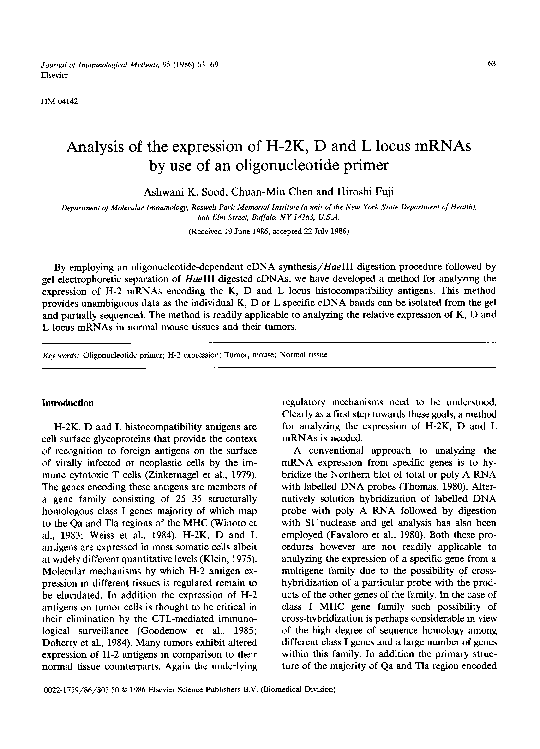 (PDF) Analyzing H-2K, D, and L mRNA Expression with cDNA Methods