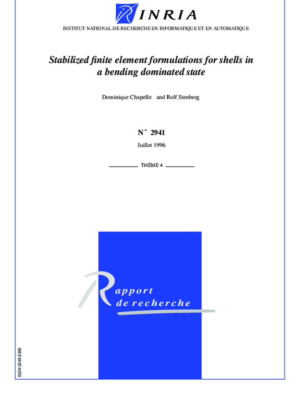 (PDF) Stabilized Finite Element Formulations for Shells in a Bending Dominated State