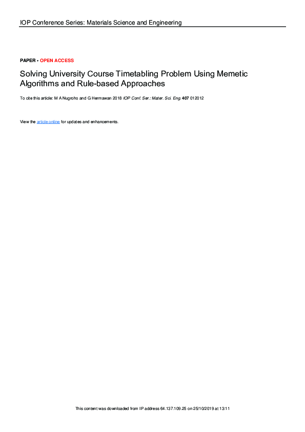 (PDF) Solving University Course Timetabling Problems Using Constriction ...