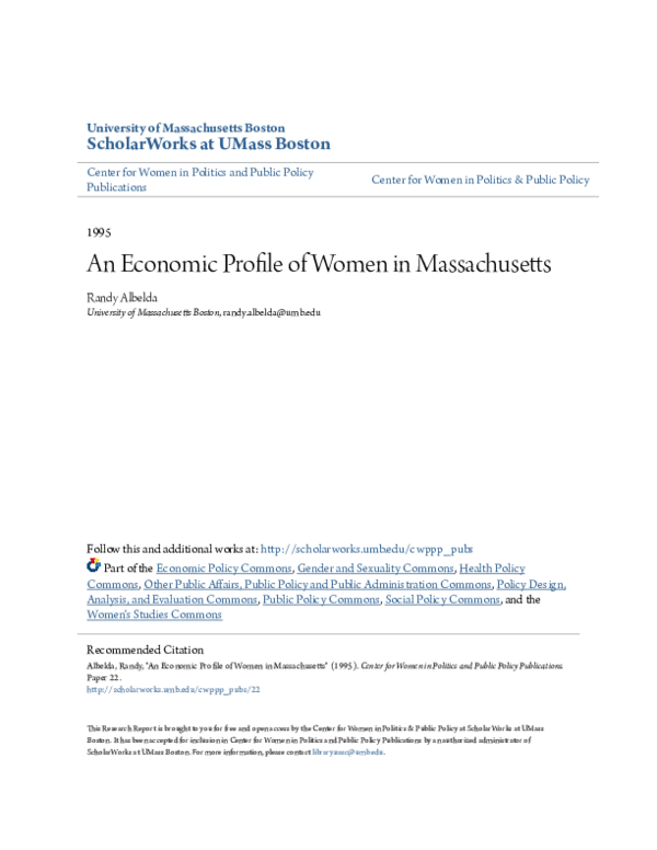 (PDF) An Economic Profile of Women in Massachusetts