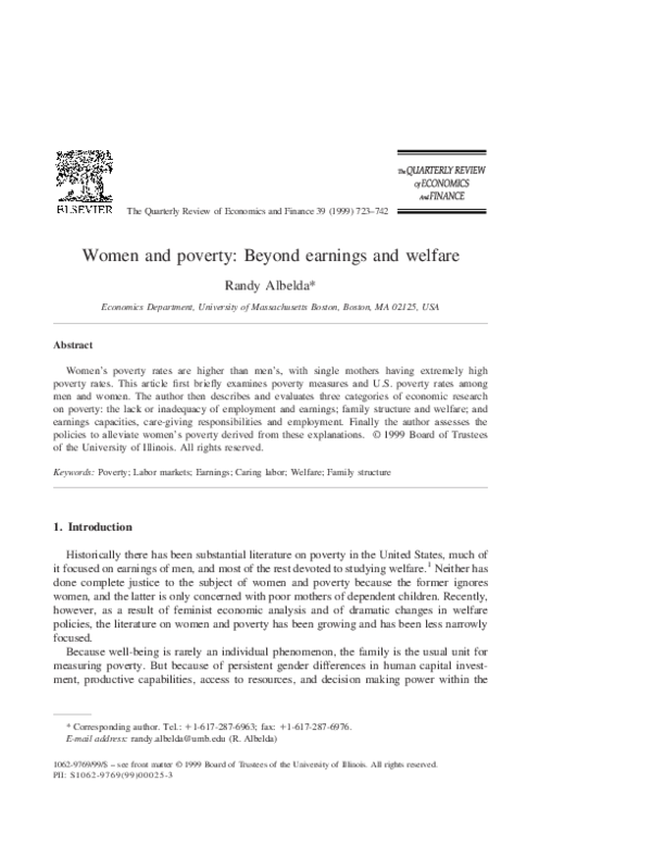 (PDF) Women and poverty: Beyond earnings and welfare