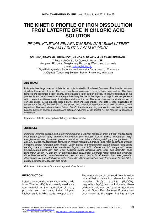 (PDF) The kinetic profile of iron dissolution from laterite ore in ...