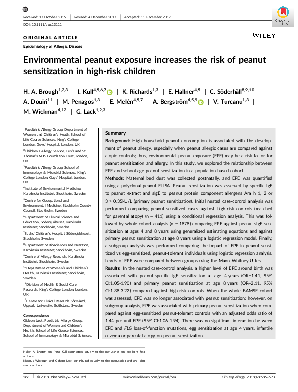 (PDF) Environmental peanut exposure increases the risk of peanut ...