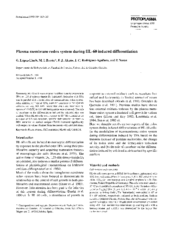 (PDF) Plasma membrane redox system during HL-60 induced differentiation
