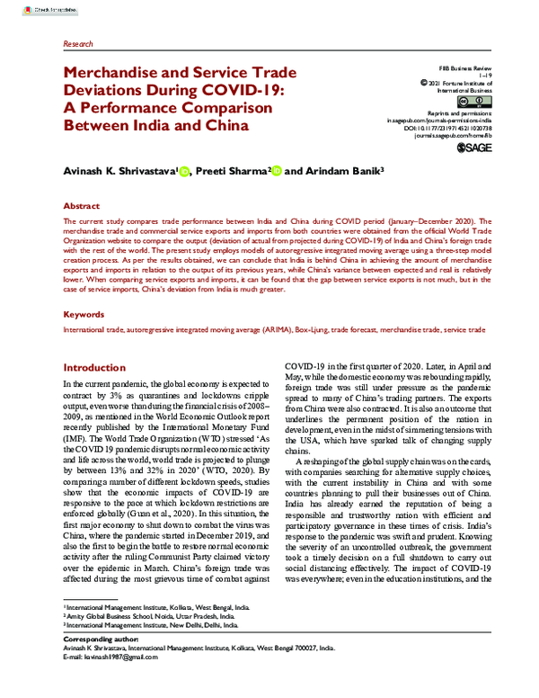 (PDF) Merchandise and Service Trade Deviations During COVID-19: A ...