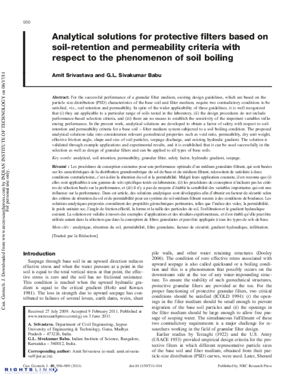 (PDF) Analytical solutions for protective filters based on soil ...