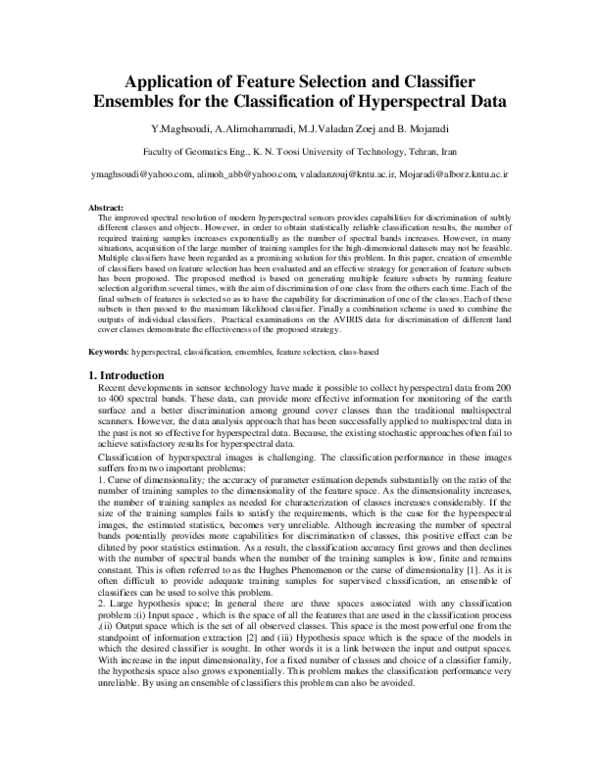 (PDF) Application of feature selection and classifier ensembles for the classification of ...