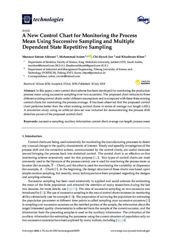 A New Control Chart For Monitoring The Process Mean Using Successive Sampling And Multiple