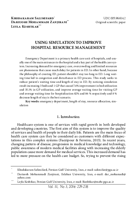 (PDF) Using simulation to improve hospital resource management