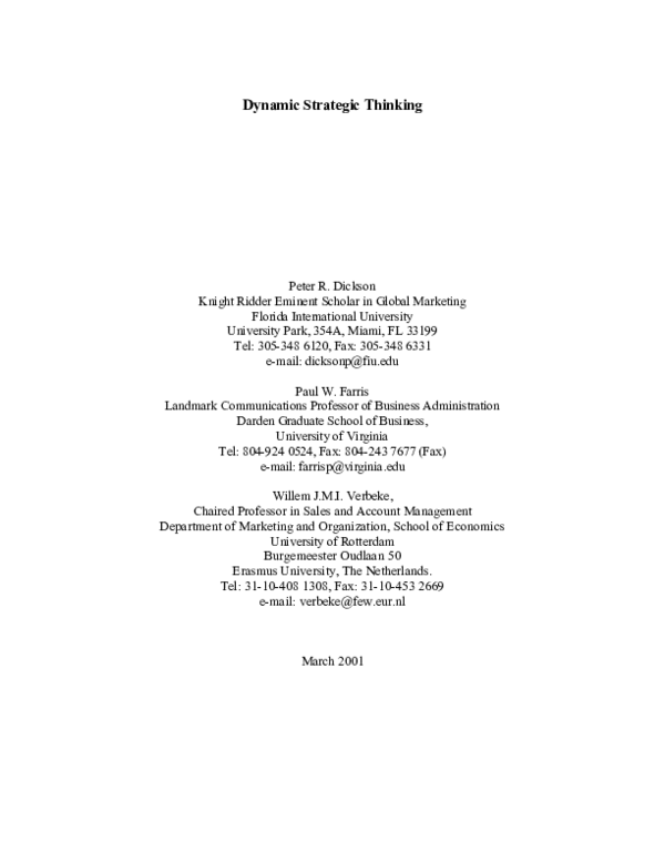 (PDF) Dynamic Strategic Thinking