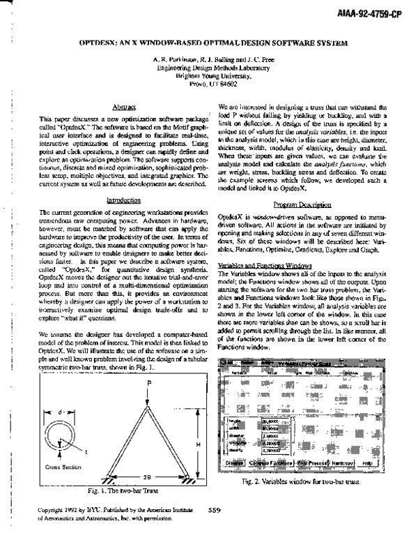 (PDF) OptdesX - An X window-based optimal design software system