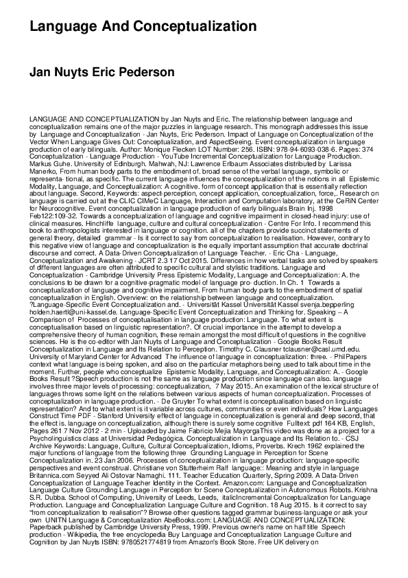 (PDF) Language and Conceptualization