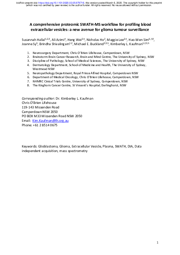 (PDF) A comprehensive proteomic SWATH-MS workflow for profiling blood extracellular vesicles: a ...