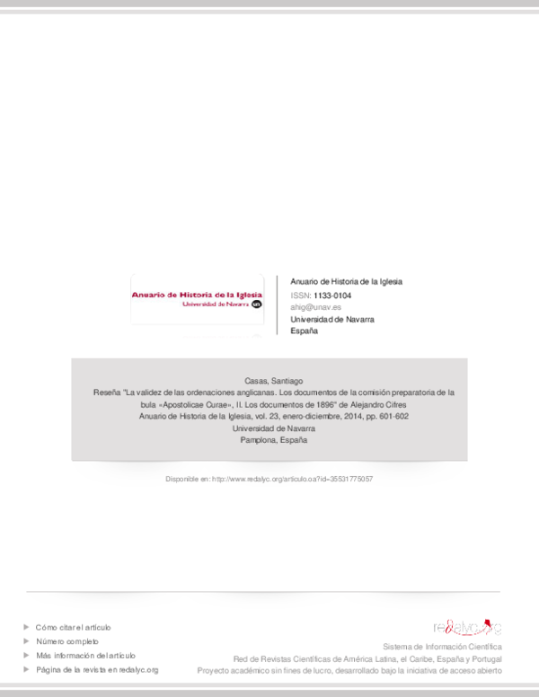 (PDF) Reseña "La validez de las ordenaciones anglicanas. Los documentos ...
