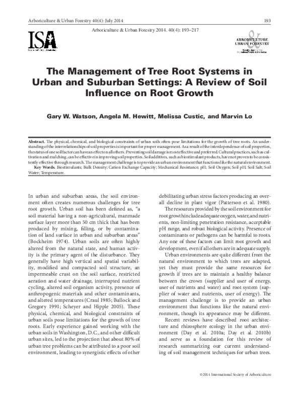 (PDF) The Management of Tree Root Systems in Urban and Suburban ...