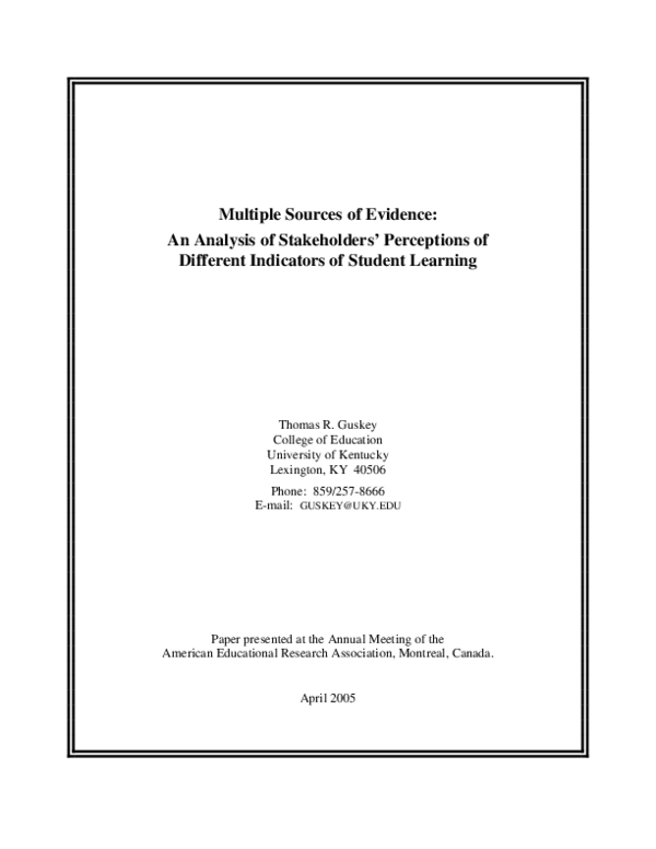 (PDF) Multiple Sources of Evidence: An Analysis of Stakeholders ...