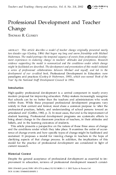 (PDF) Professional Development and Teacher Change