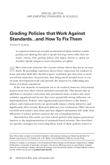 (PDF) Grading Policies that Work Against Standards...and How to Fix Them