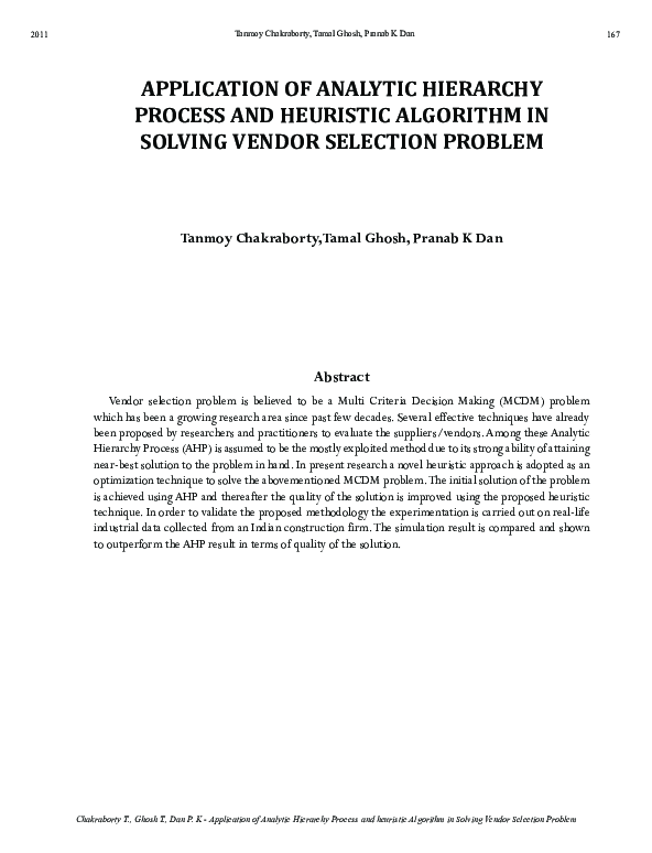 (PDF) Application of the Analytic Hierarchy Process and the Analytic ...