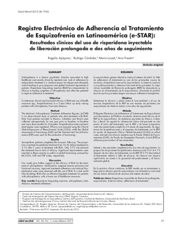 (PDF) Registro Electrónico de Adherencia al Tratamiento de ...