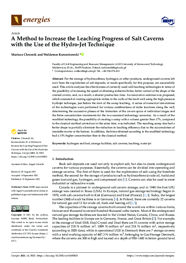 (PDF) A Method to Increase the Leaching Progress of Salt Caverns with ...