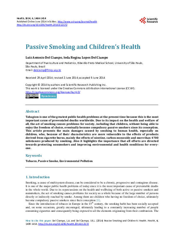 (PDF) Passive smoking and children's health