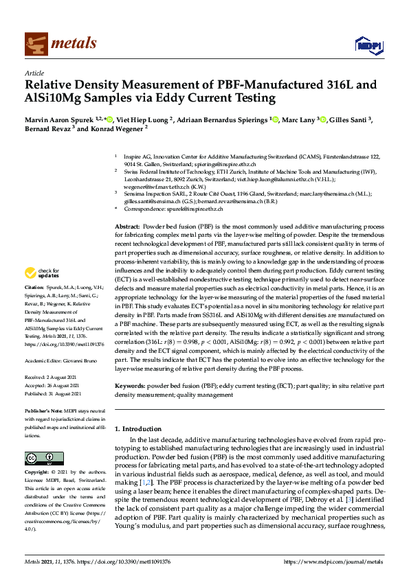 (PDF) Relative Density Measurement of PBF-Manufactured 316L and ...