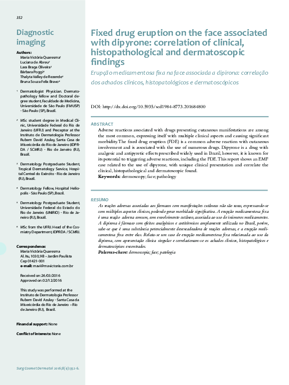 (PDF) Fixed drug eruption on the face associated with dipyrone ...