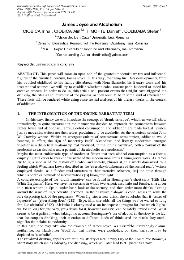 (PDF) James Joyce and Alcoholism