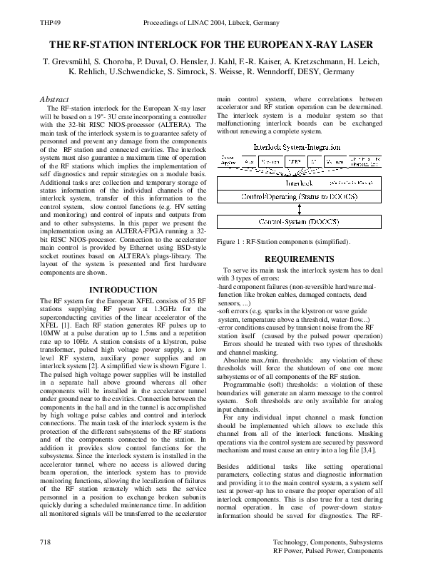 (PDF) The RF-Station Interlock for the European X-Ray Laser