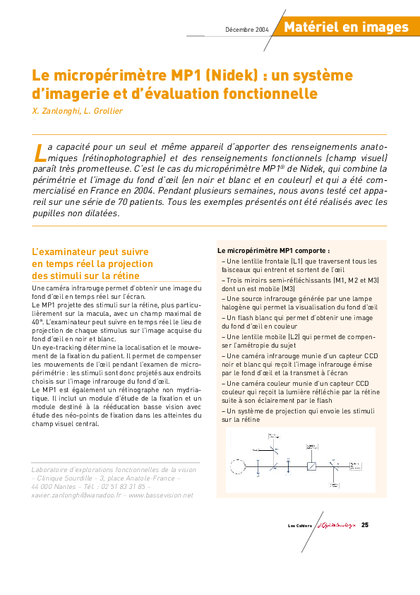 (PDF) Le micropérimètre MP1 (Nidek) : un système d’imagerie et d ...