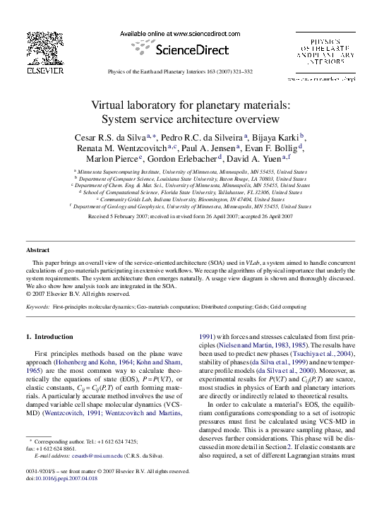 (PDF) Virtual laboratory for planetary materials: System service ...