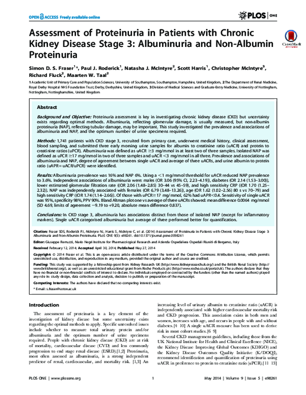 (PDF) Assessment of Proteinuria in Patients with Chronic Kidney Disease ...